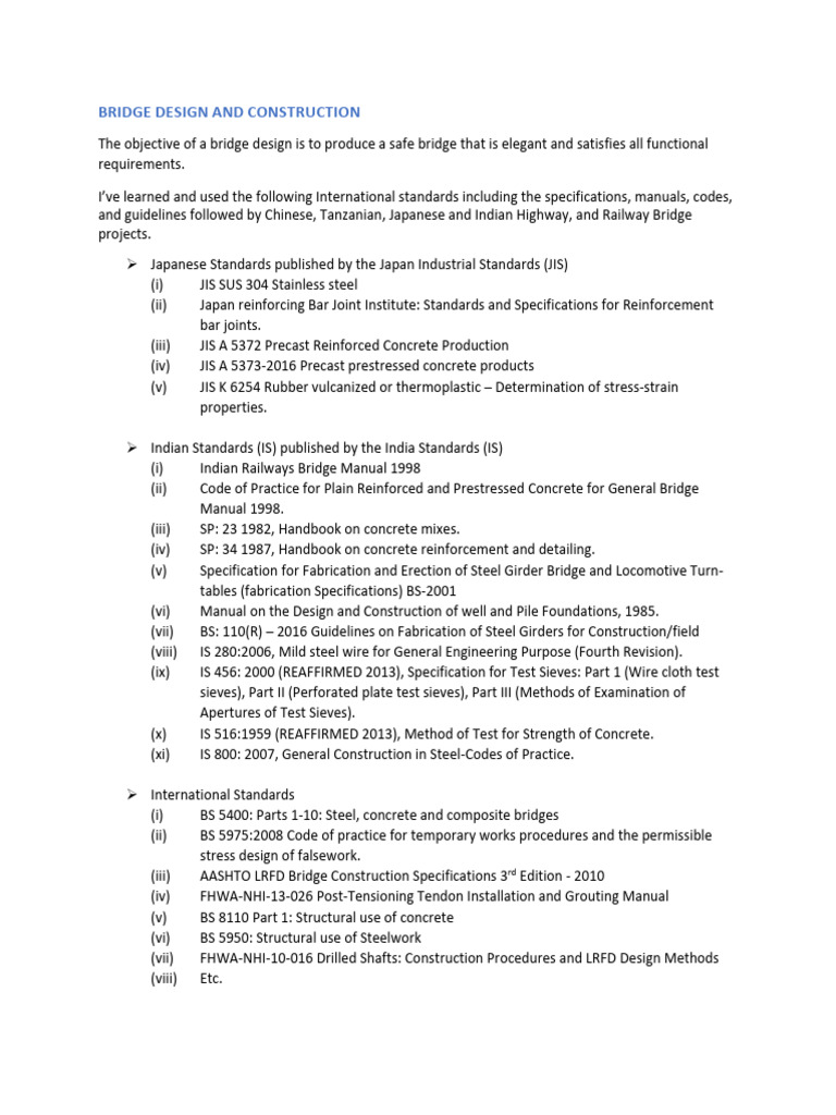 Highway and Railway Bridge Standards and Specifications PDF | PDF