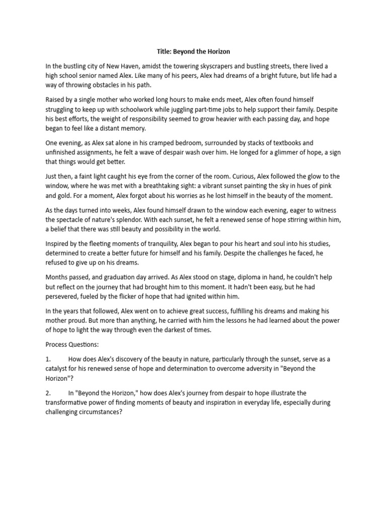 Beyond The Horizon Story | PDF | Poetry