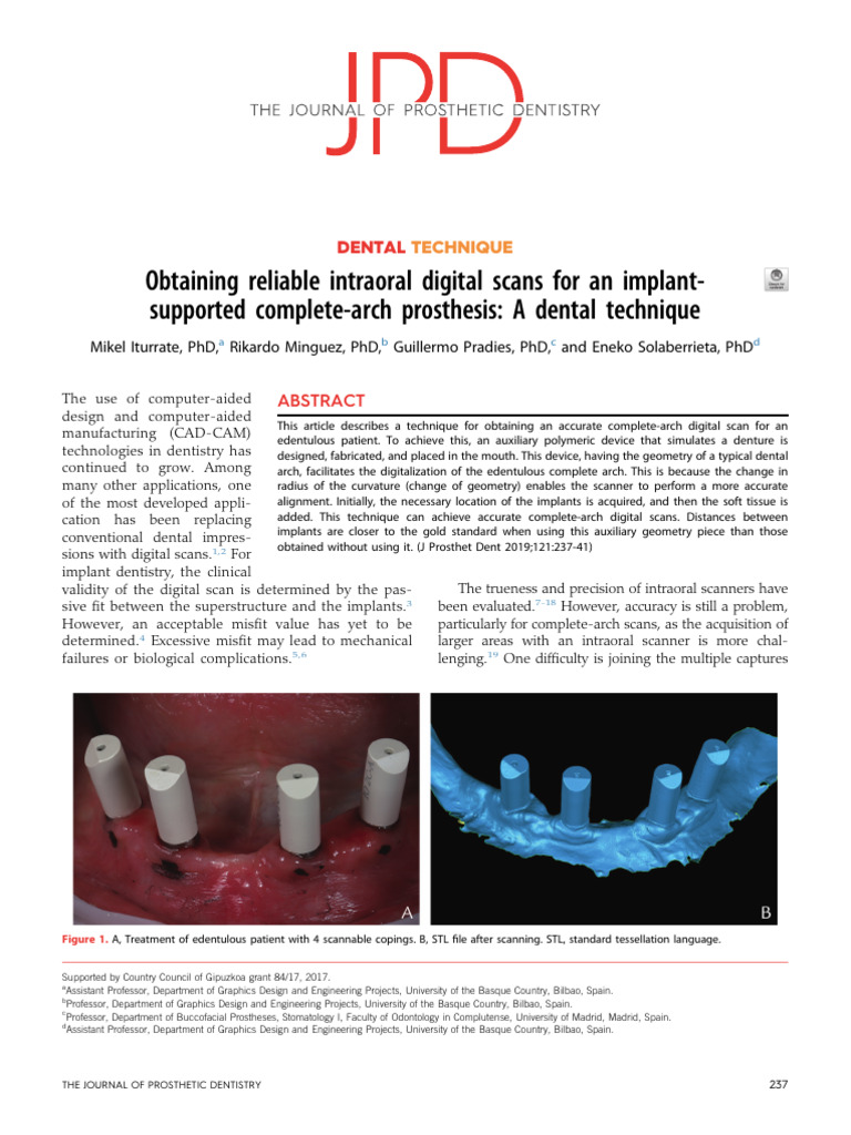 Obtaining reliable intraoral digital scans for an implant- supported ...