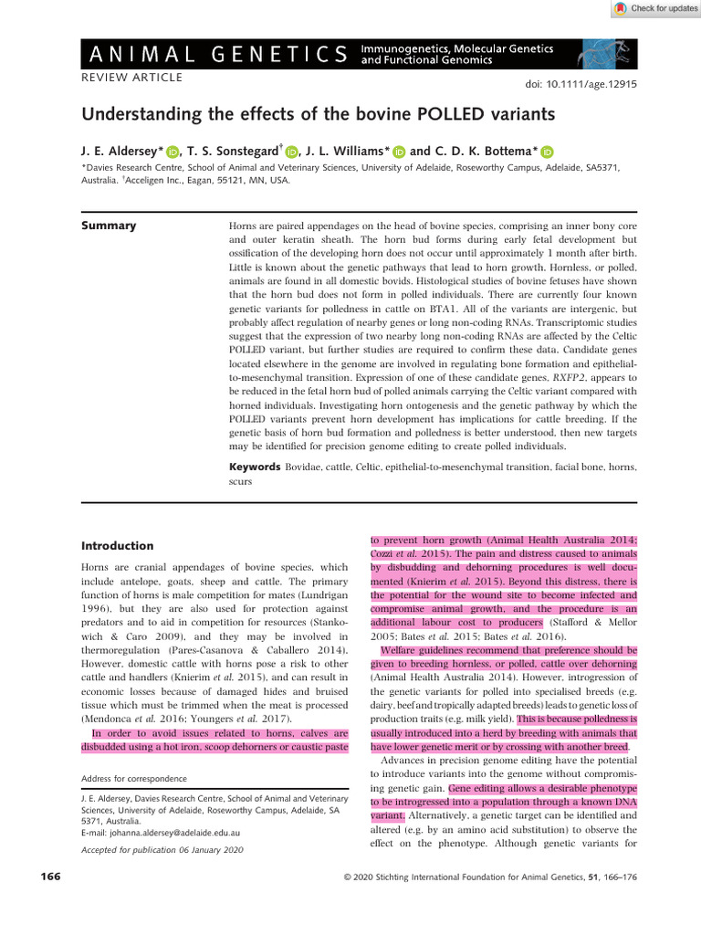 Understanding Bovine POLLED Variants | PDF | Gene | Zygosity