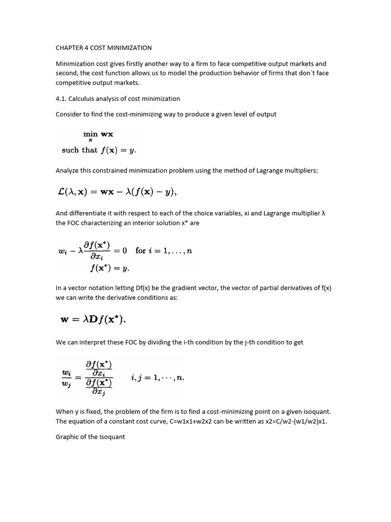 Chapter 4 Cost Minimization | PDF | Mathematical Optimization | Derivative