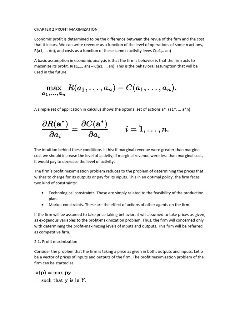 Profit Maximization in Economics | PDF | Function (Mathematics) | Economics