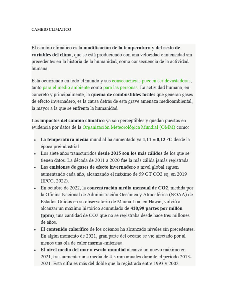 Cambio Climatico | PDF