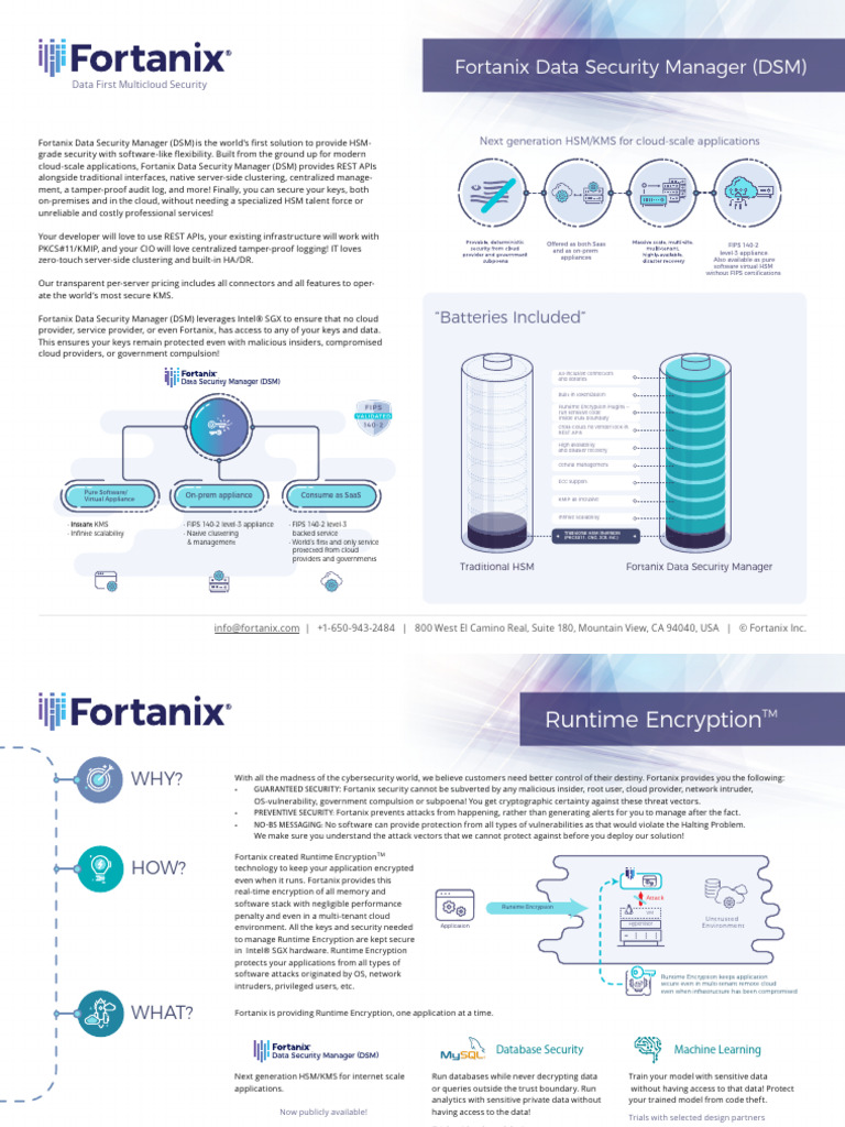 Fortanix DSM OnePage Datasheet | PDF | Cloud Computing | Computer Security