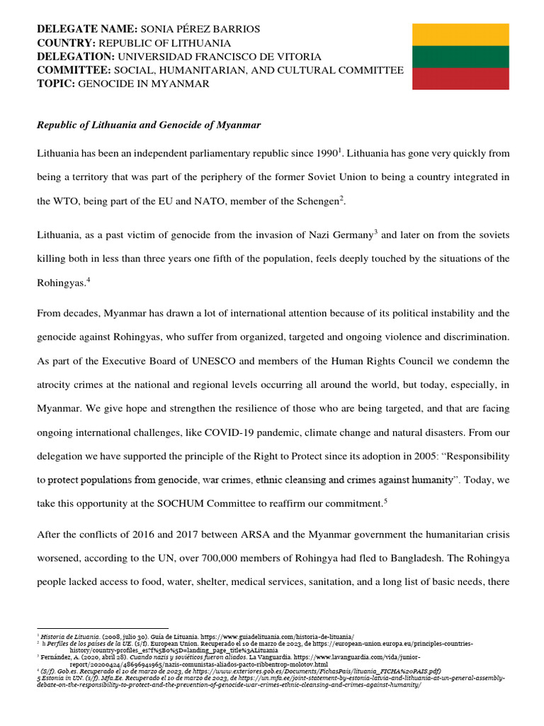Lithuania's Stance on Myanmar Genocide | PDF | Rohingya People | Genocides