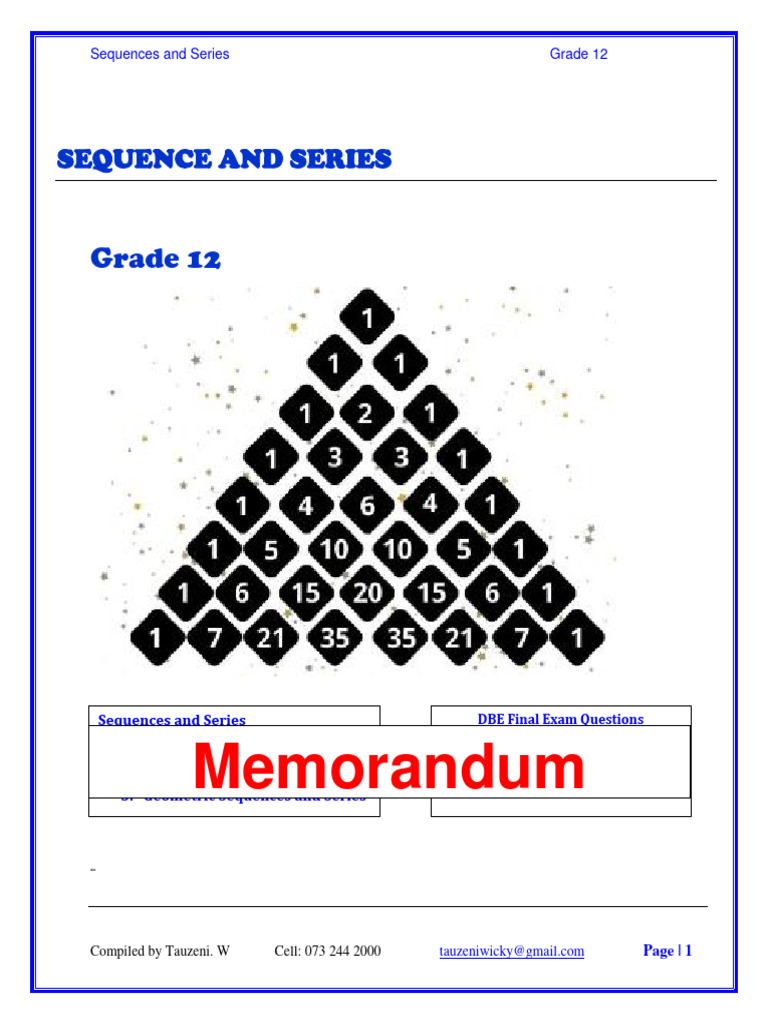 Grade 12 Sequences & Series Guide | PDF | Mathematics