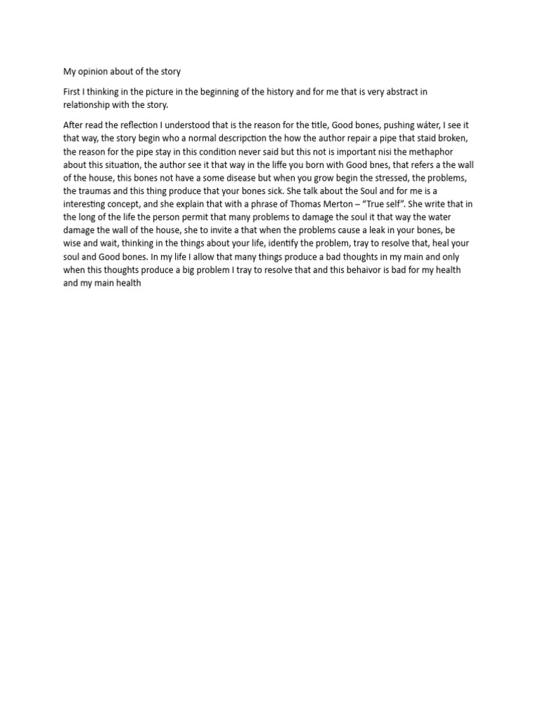 Reflection on "Good Bones" Poem | PDF