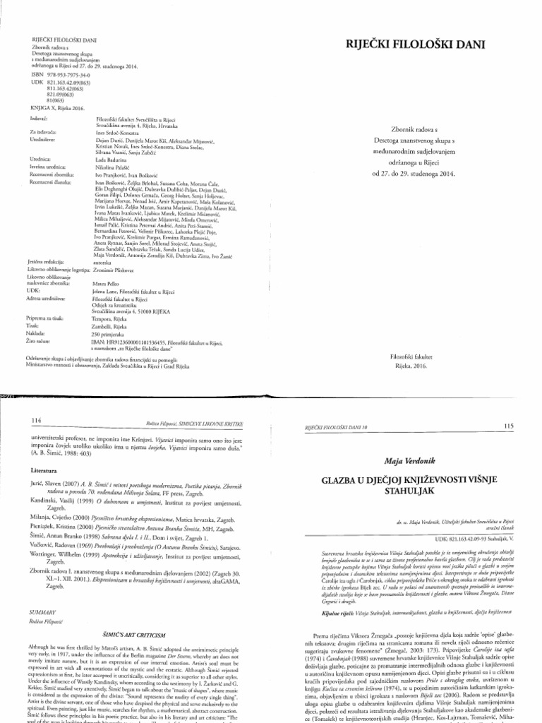 Verdonik - Glazba U Dječjoj Književnosti Višnje Stahuljak | PDF