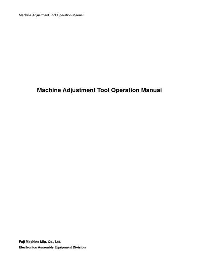 Machine Adjustment Tool Operation Manual | PDF