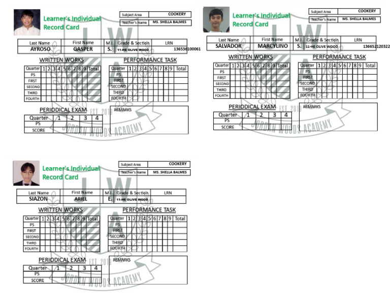 Jwa Individual Record Card | PDF