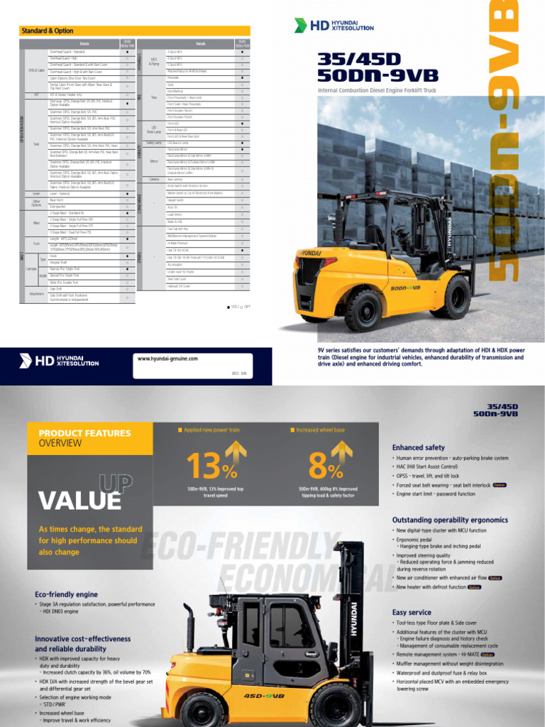 Ficha Tecnica Hyundai 50DN-9VB | PDF | Forklift | Truck