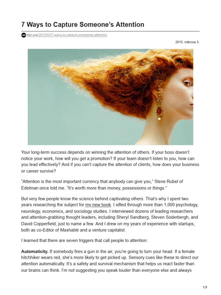 7 Ways To Capture Someone's Attention | PDF | Expert | Attention