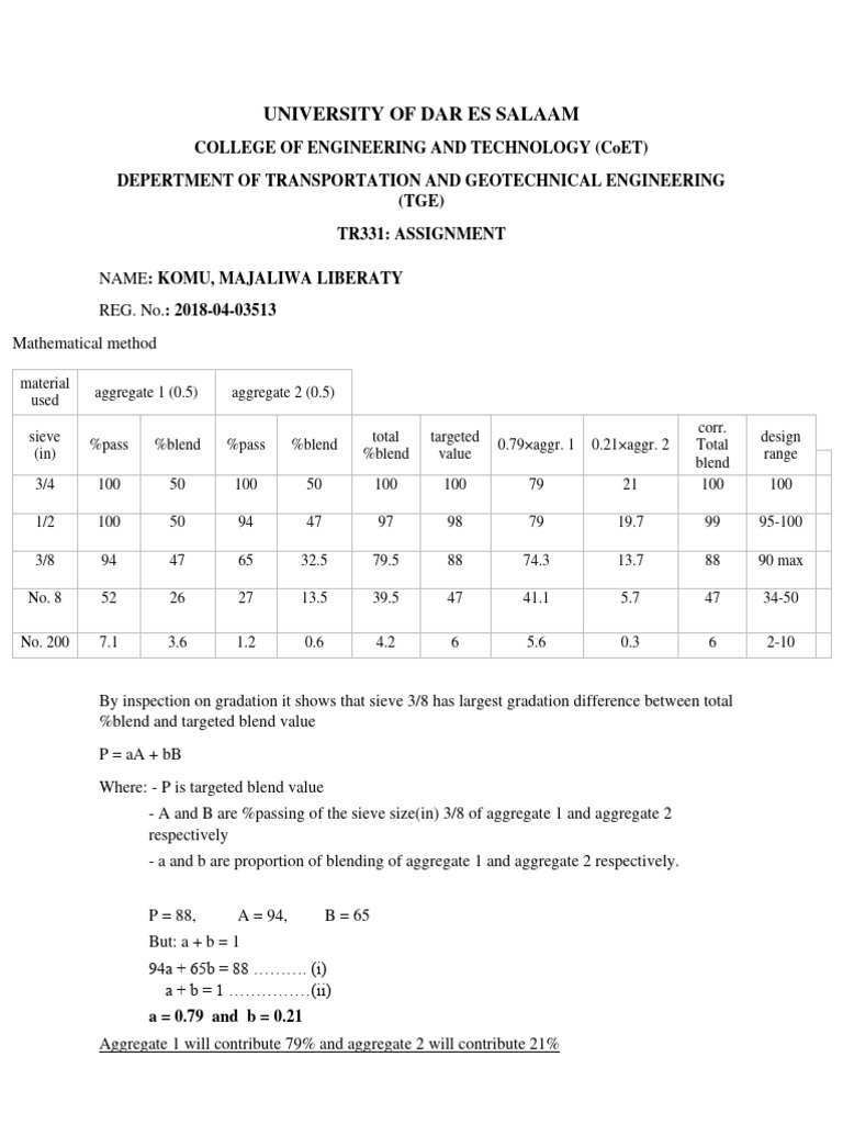 Aggregate Blending Calculation Method | PDF
