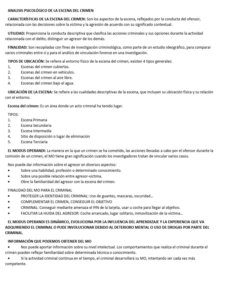 Guia - Analisis Psicológico de La Escena Del Crimen | PDF | Agresión | Violación