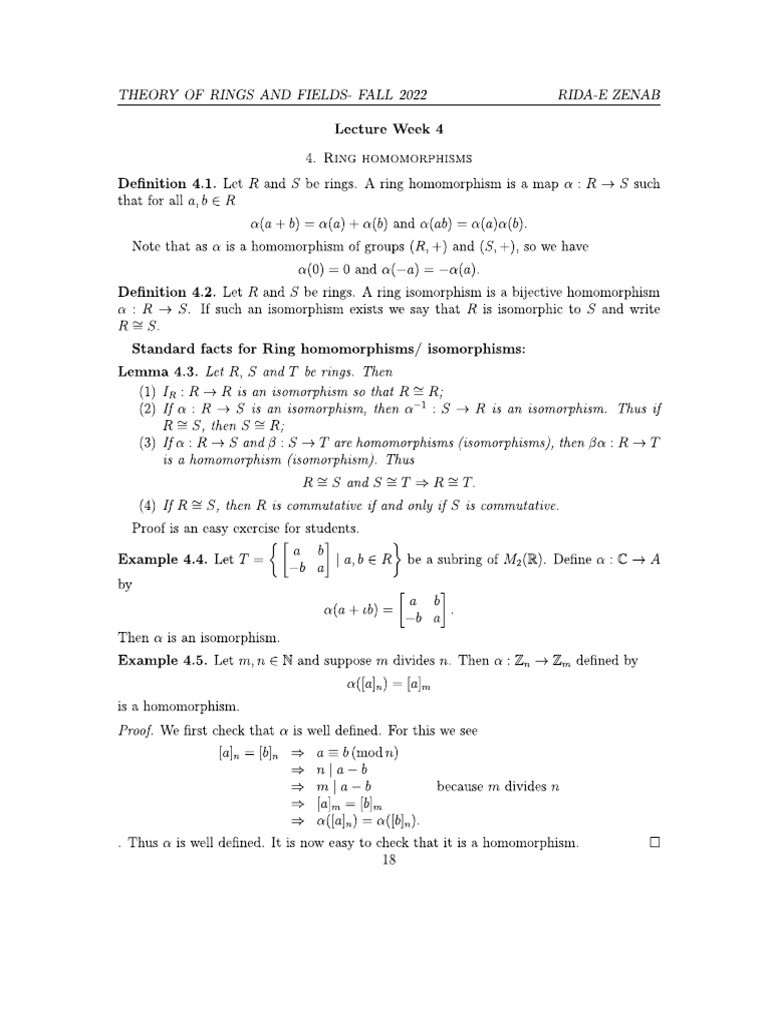 Lecture Week 4 Rings | PDF