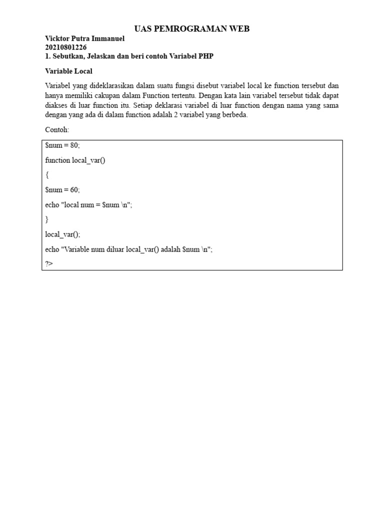 Jawaban UAS Pemrograman Web | PDF