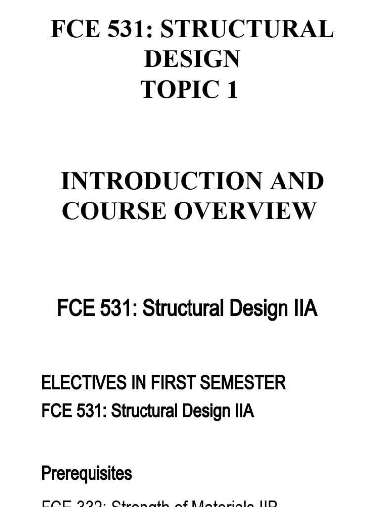 Fce 531 Lesson 1a Introduction and Course Overview | PDF | Structural ...