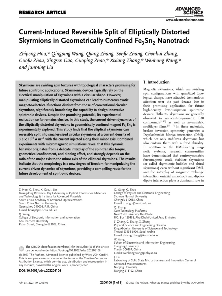 Current-Induced Reversible Split of Elliptically D | PDF | Physics ...