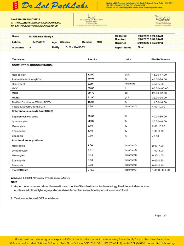 Blood-report- | PDF | Clinical Pathology | Body Fluids