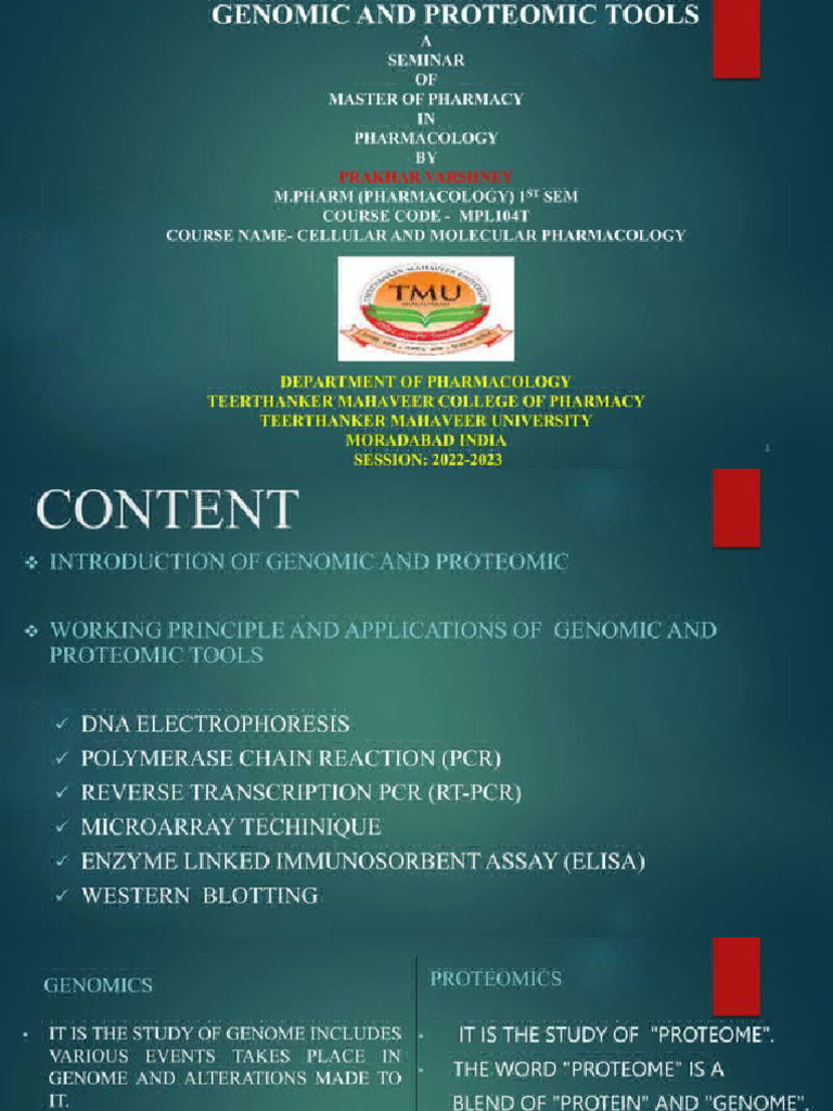 Genomic Proteomic Tools | PDF