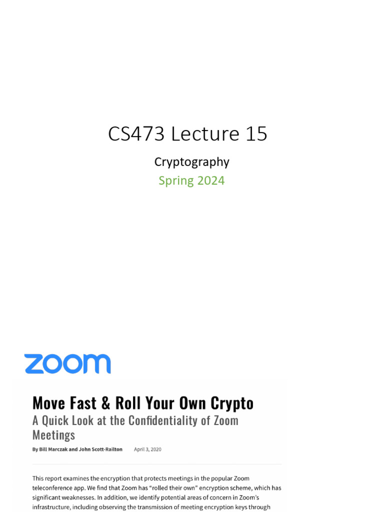 Lec15 Cryptography Basics | PDF