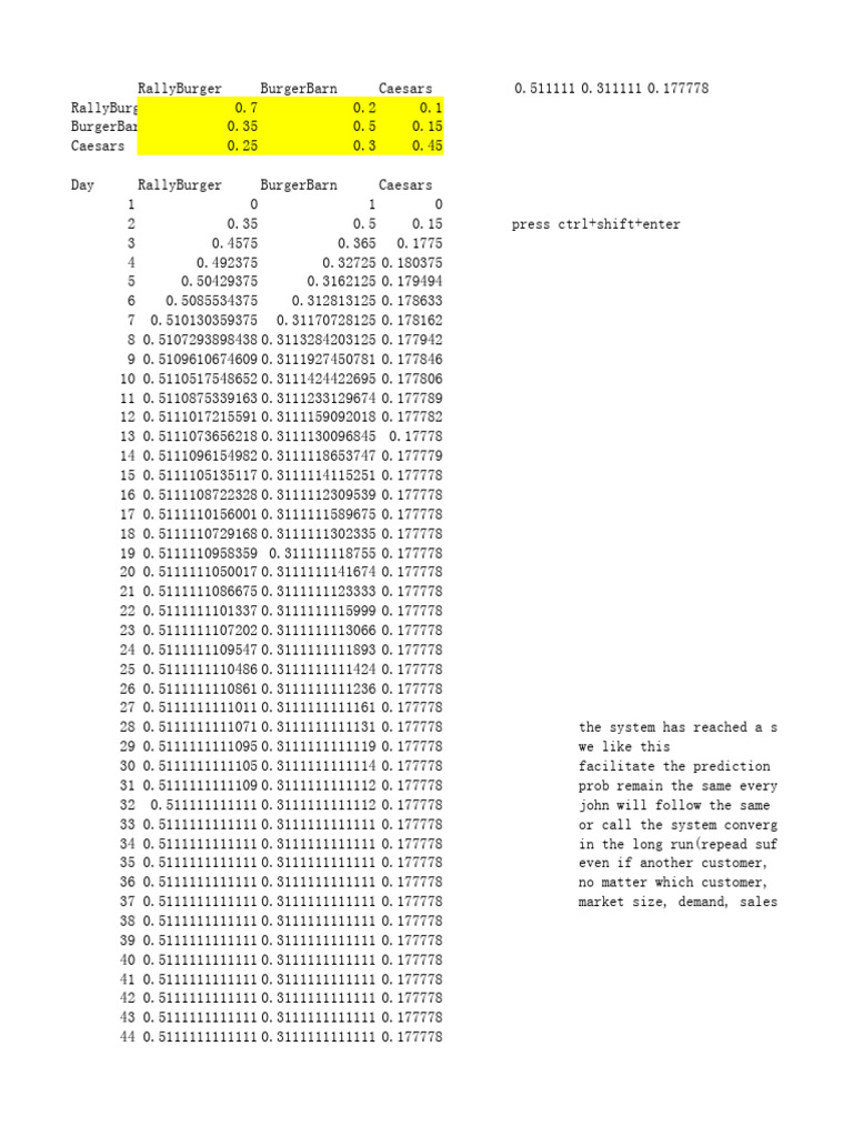 Markov Chain Excel1 Student New | PDF | Applied Mathematics ...