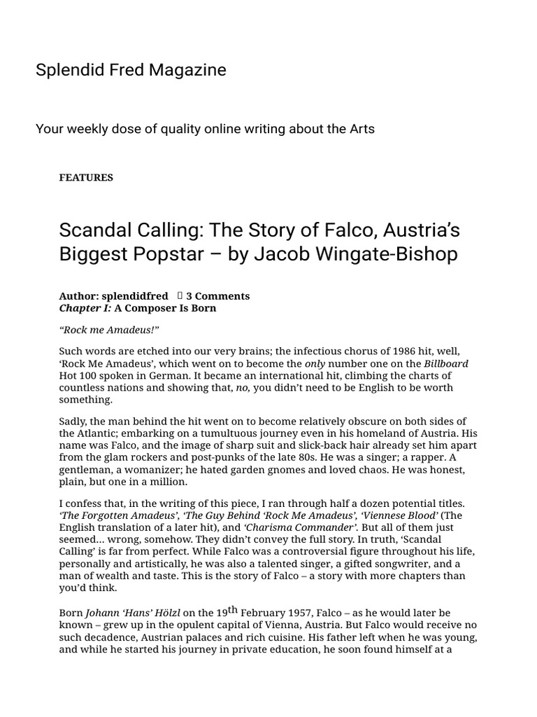 Scandal Calling - The Story of Falco, Austria's Biggest Popstar | PDF