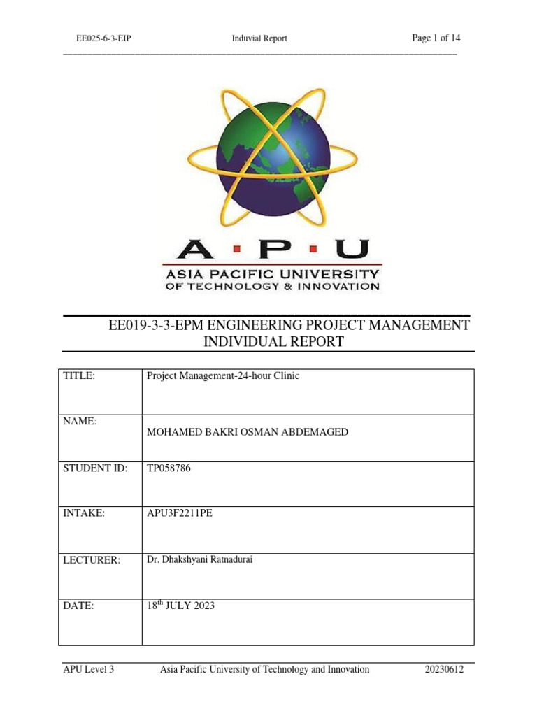 Project Management Assignment-MOHAMED BAKRI OSMAN | PDF