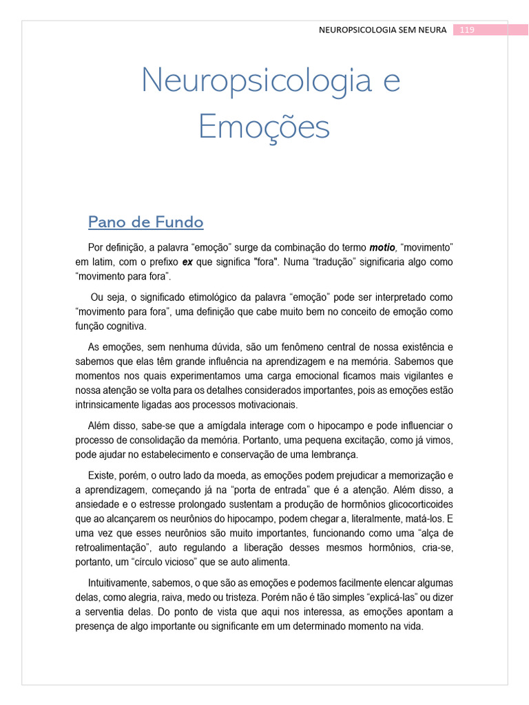 #10-Neuropsicologia e Emoções | PDF | Emoções | Neuropsicologia