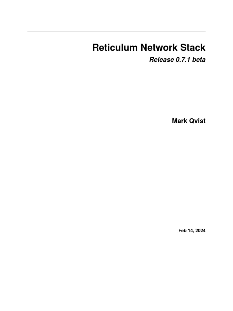 Reticulum.Manual | PDF | Computer Network | Transmission Control Protocol