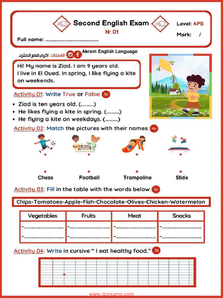 Dzexams 4ap Anglais 623336 | PDF