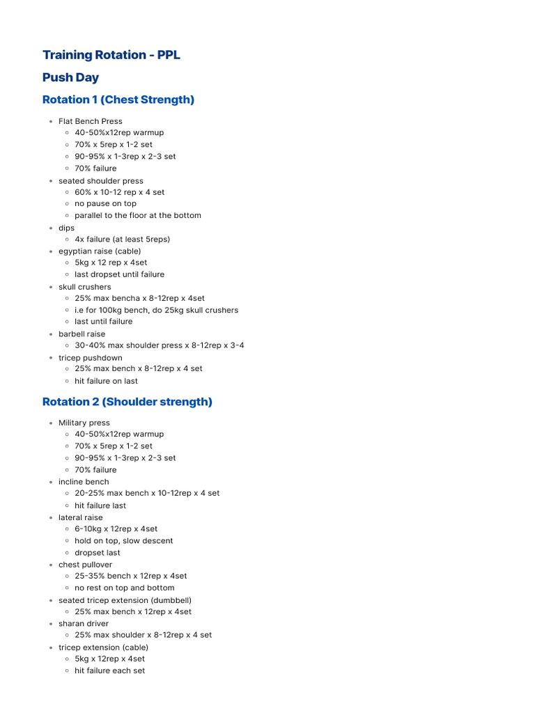 Training Rotation - PPL | PDF | Management Of Obesity | Weight