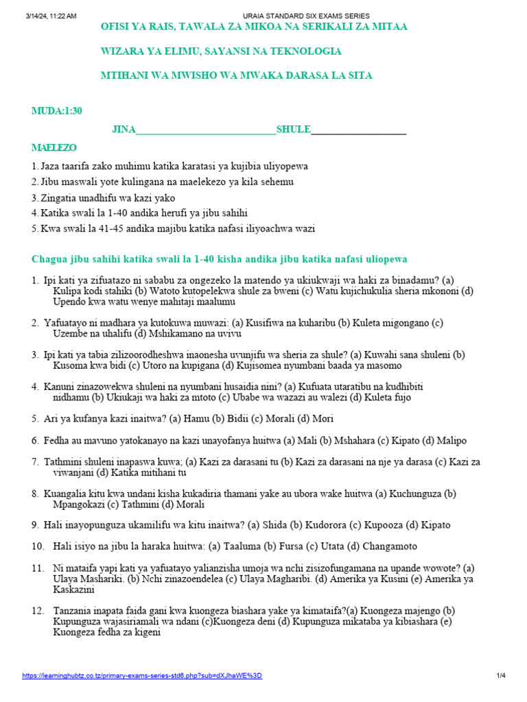 Learning Hub STD VI | PDF