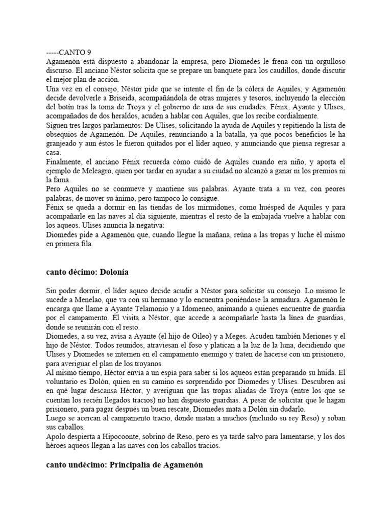 Canto 9 | PDF | Héctor | Odiseo