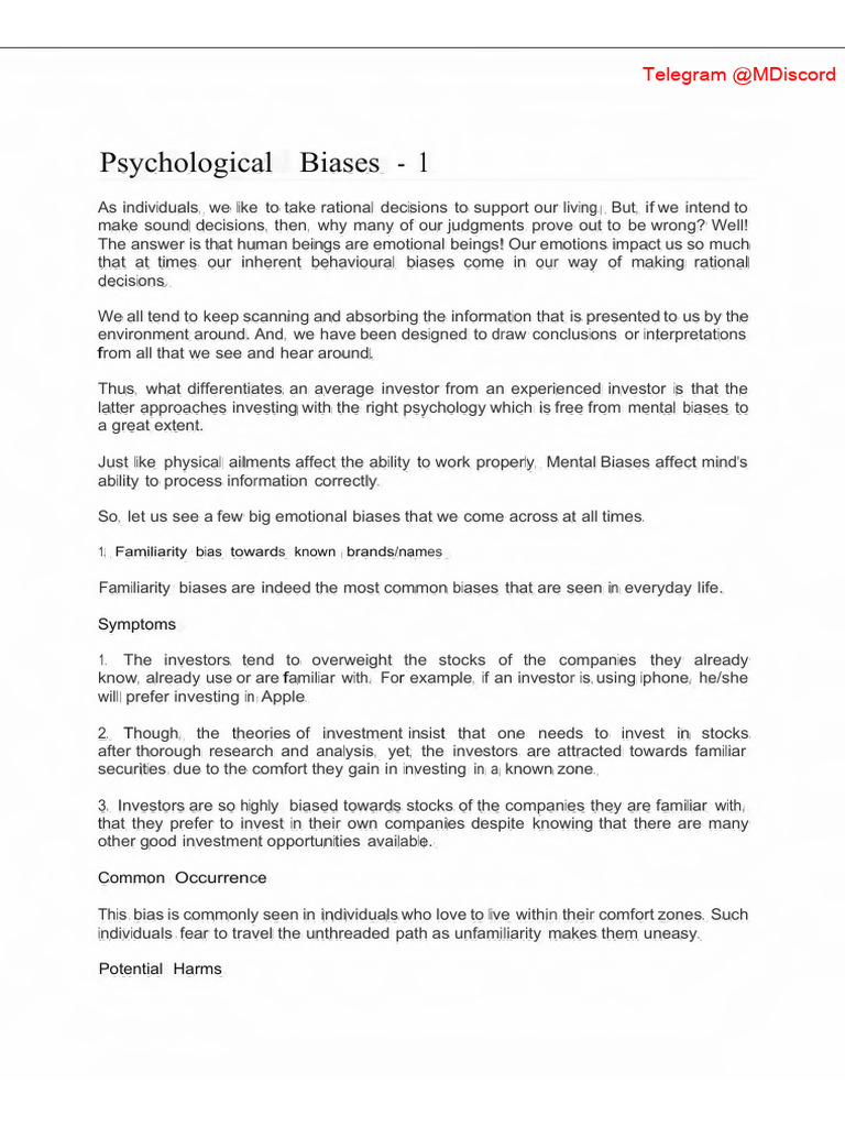 Chapter 9 Behavioural Analysis_recognized TG @MDiscord-Copy | PDF | Bias | Investing