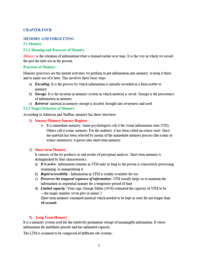 Memory Processes and Forgetting | PDF | Memory | Recall (Memory)