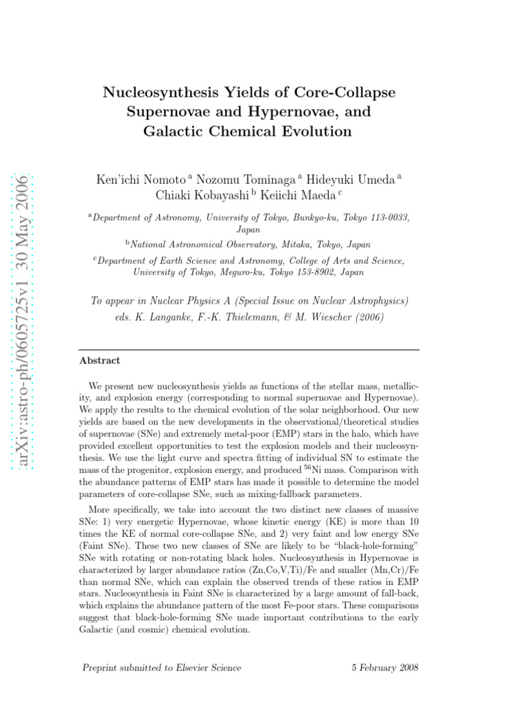 Nucleosynthesis Yields of Core-Collapse Supernovae and Hypernovae, and ...