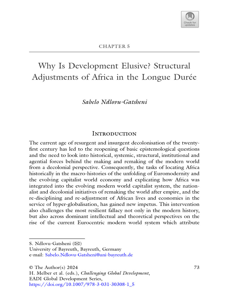 Why Is Development Elusive - Ndlovu-Gatsheni 2024 | PDF | Colonialism | Mercantilism
