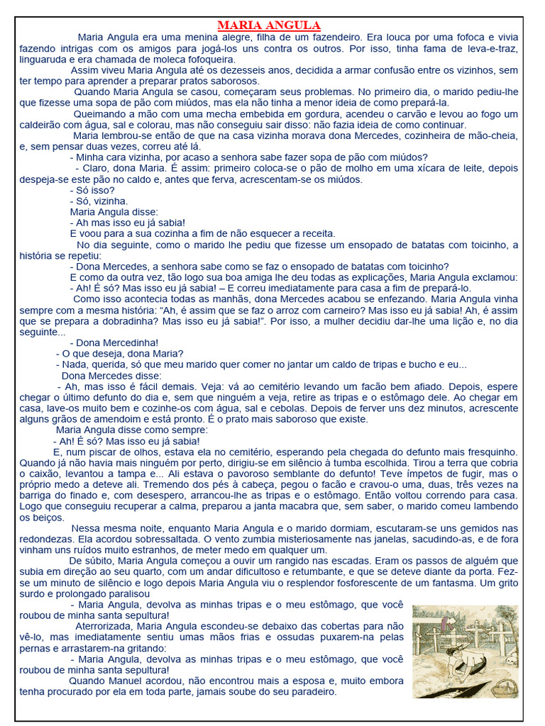 A História de Maria Angula e Seus Mistérios | PDF | Caldo | Alimentos