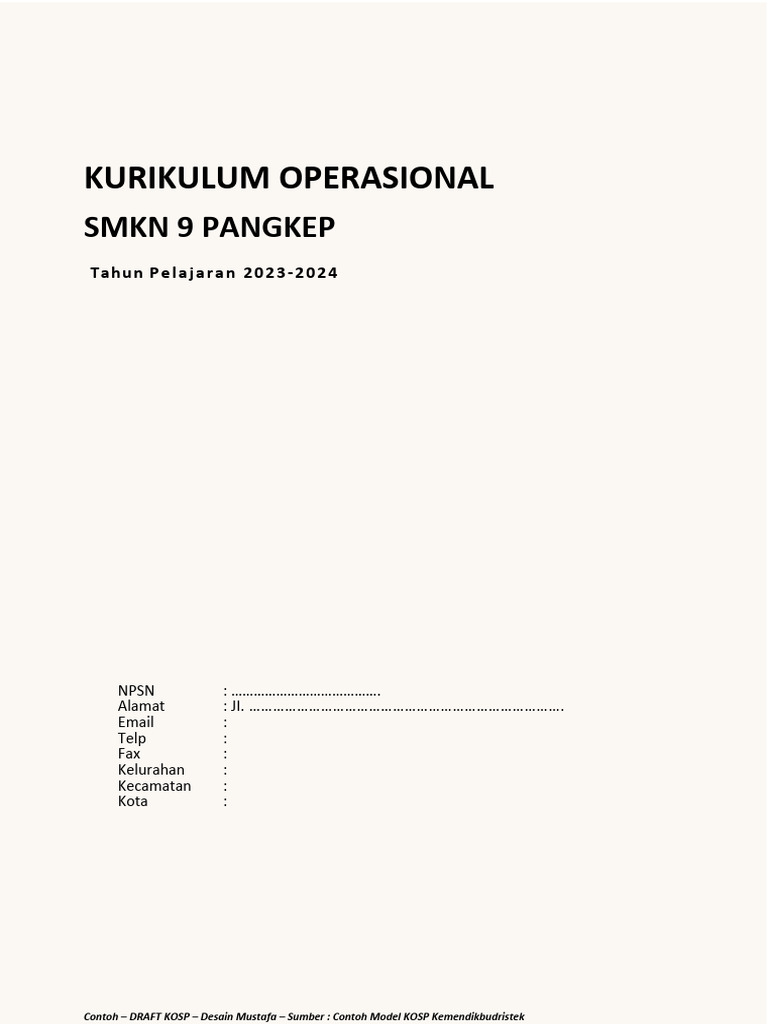 Contoh - Draft Kosp SMK - Oleh Mustafa | PDF