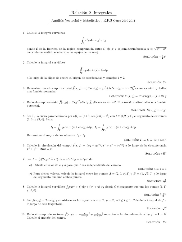 Integrales y Campos Vectoriales en Cálculo | PDF | Integral | Geometría ...
