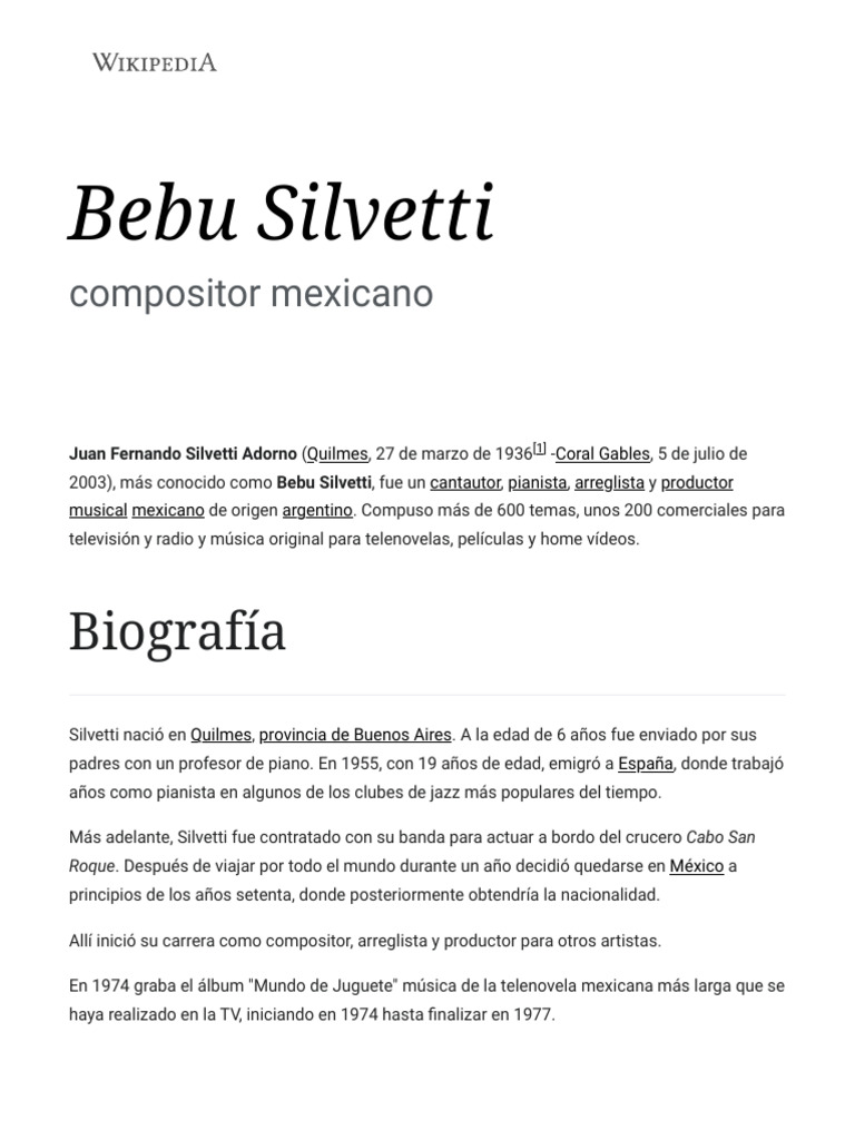 Bebu Silvetti: Legado Musical Disco | PDF