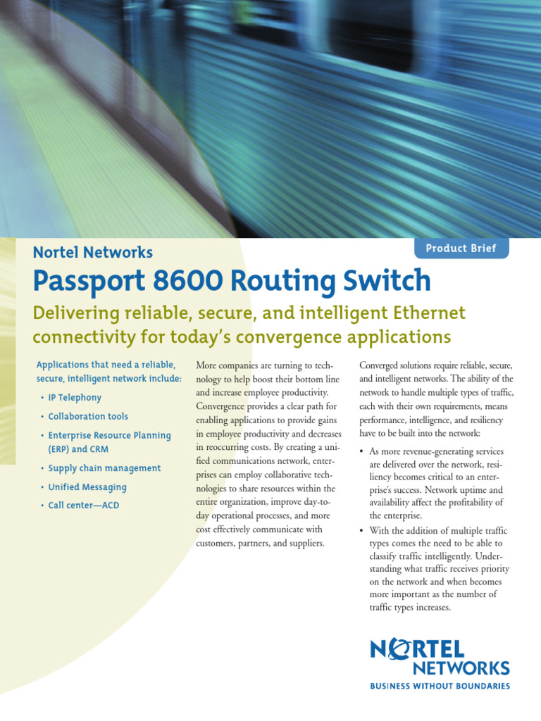 Passport 8600: Resilient Network Solutions | PDF | Computer Network ...