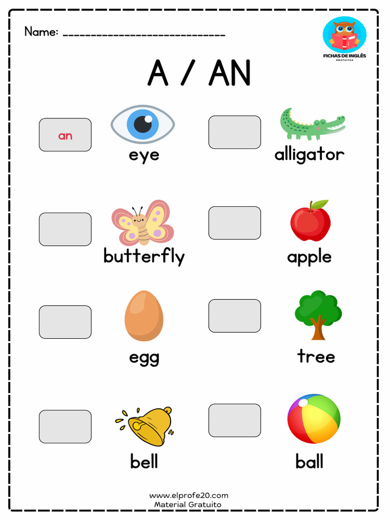 Ejercicios de A y An Fichasdeingles | PDF