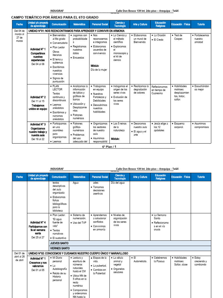 6° Grado - Campo Temático | PDF