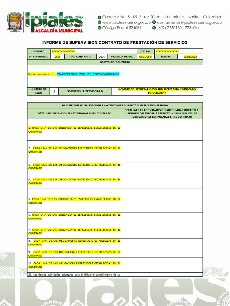 Modelo Informe de Supervision | PDF