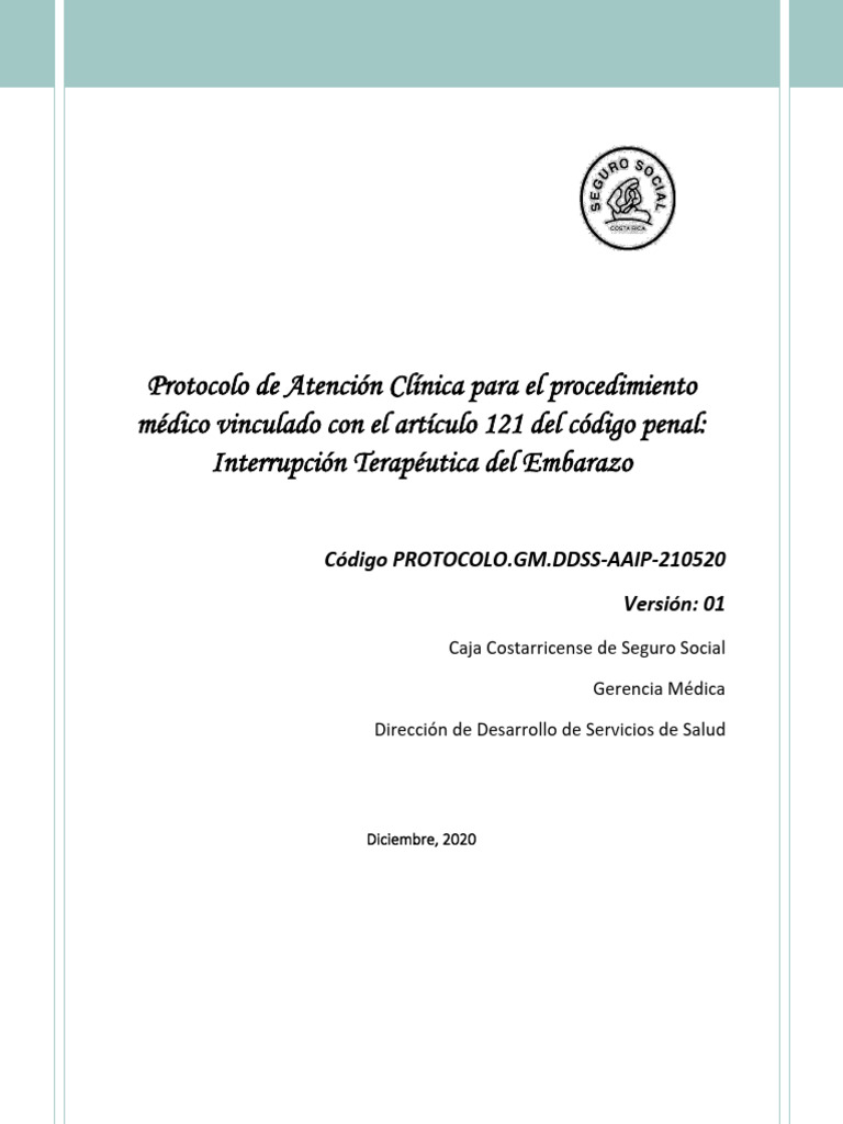 Anexo Protocolo de Atencion Clinica Procedimiento Medico Vinculado Al Art 121 Codigo Penal | PDF ...