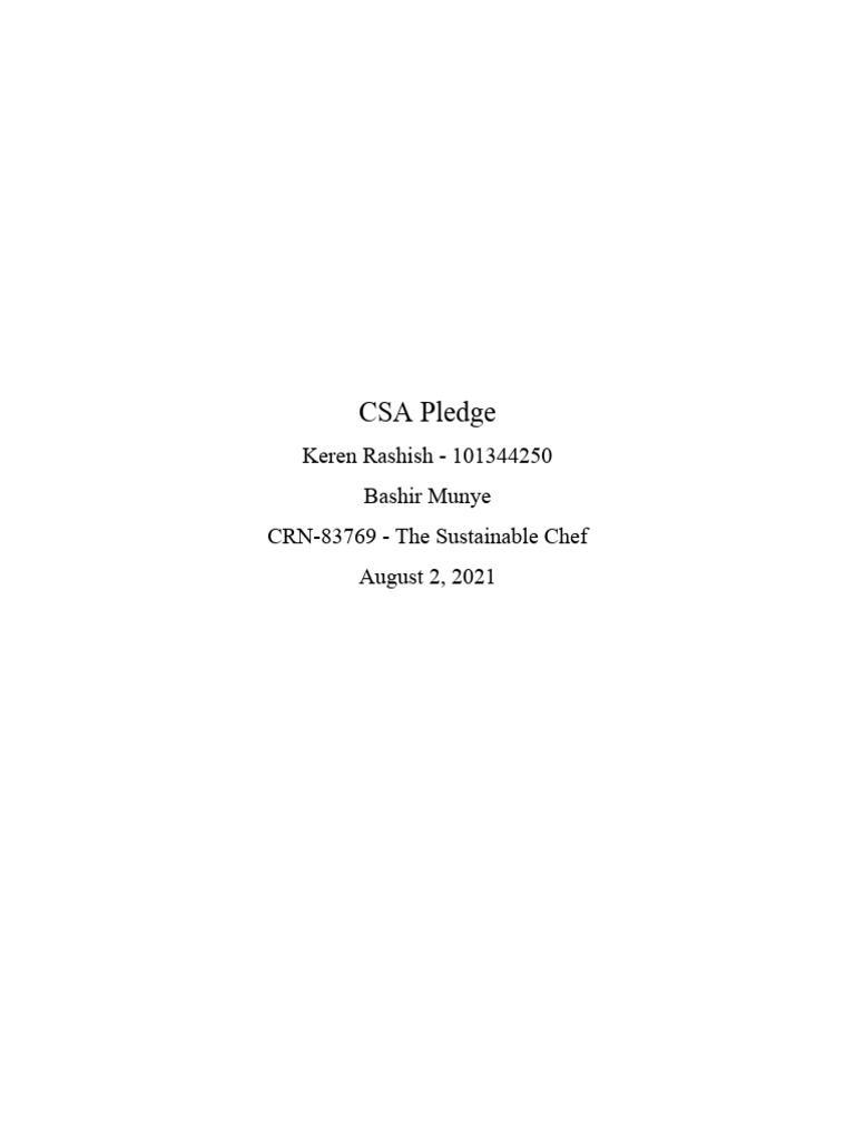 CSA Pledge Assignment | PDF | Farmer | Economies