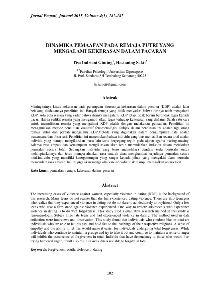 Pemaafan Remaja Putri Pasca KDP | PDF