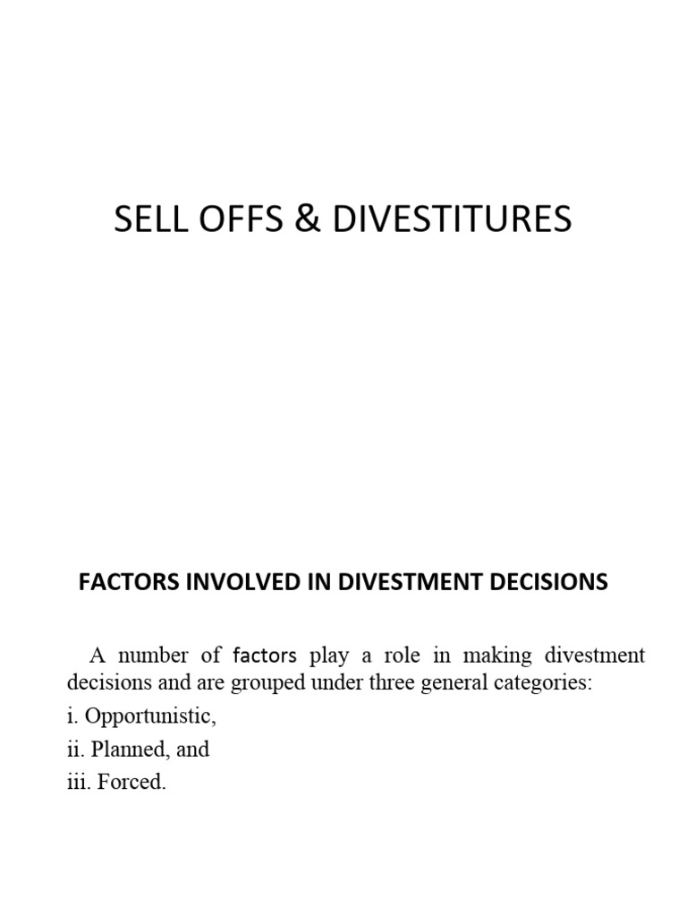 Divestment Decisions: Key Factors Explained | PDF | Motivation ...